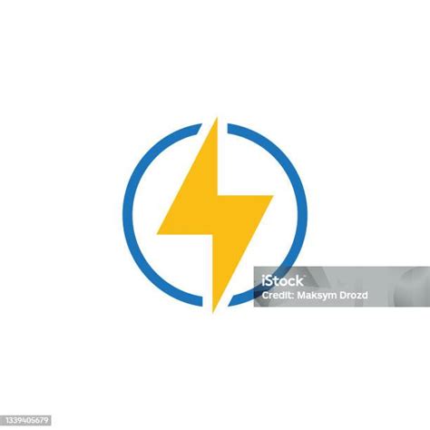 번개 전력 벡터 로고 디자인 요소 에너지 와 천둥 전기 기호 개념 원에서 번개 볼트 기호 파워 패스트 스피드 로고타입 개념에