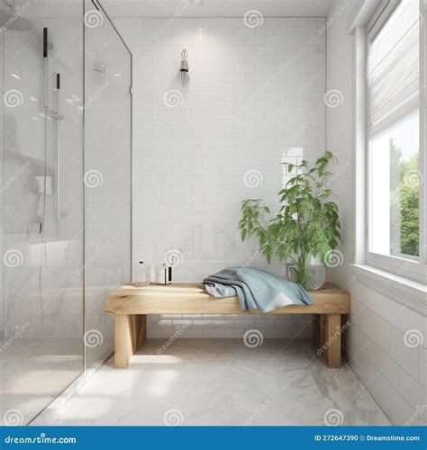 Marble Vanity Counter Shower Bench Stock Illustration Illustration