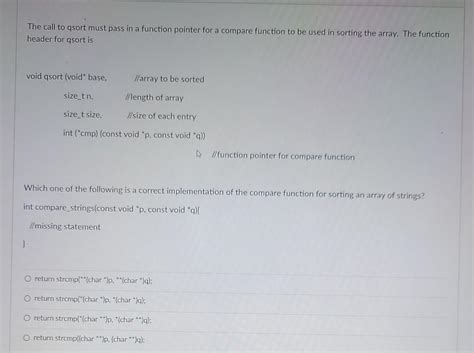 Solved The Call To Qsort Must Pass In A Function Pointer For