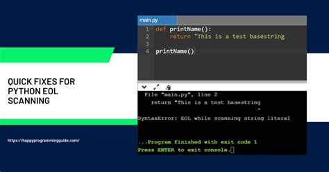 fixing python error eol while scanning happy programming guide