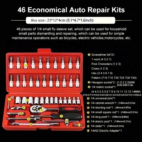 Pcs Socket Wrench Set Socket Ratchet Wrench Tool Kit Home Repair Tools With Bits Socket And