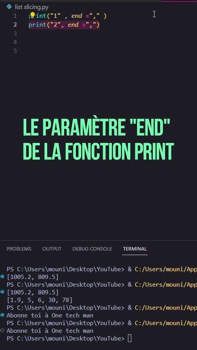 Coder En Python Astuce Print Paramètre End Shorts Python