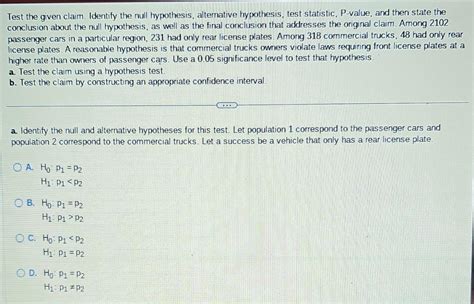 Solved Test The Given Claim Identify The Null Hypothesis Chegg