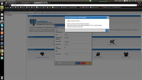 Pgadmin I Cant Create Server In Pgadmin4 127 0 0 1 5050 Browser On Ubuntu Stack