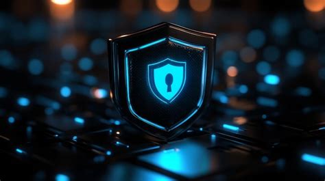 Futuristic Cybersecurity Concept Shield Premium Ai Generated Image