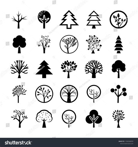 Tree Symbols Icon Set Stock Vector Royalty Free Shutterstock
