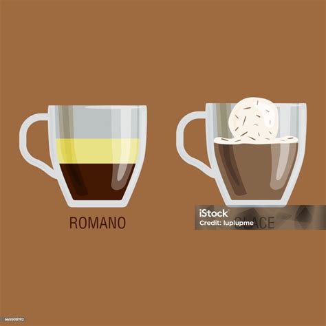거품 음료 및 조식 아침 기호 맛 있는 향기로운 유리 구색 벡터 일러스트 커피잔 종류의 서로 다른 투명 컵 세트 갈색에 대한 스톡 벡터 아트 및 기타 이미지 Istock