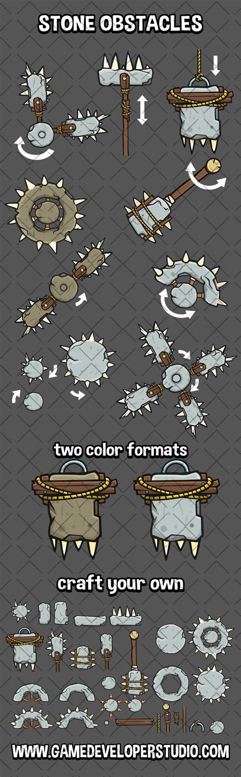 Stone Obstacles 2d Game Assets Game Assets Game Concept Art 2d Game Art