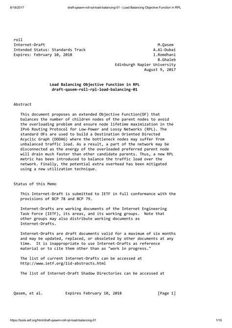 Pdf Load Balancing Objective Function In Rpl 01