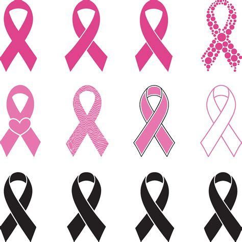 Breast Cancer Ribbon Silhouette With A White Background Cancer Ribbon
