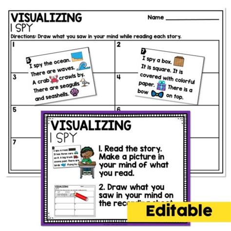 Editable 1st Grade Reading Center Visualizing Lucky Little Learners