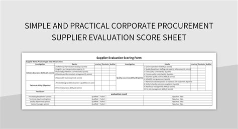 Efficient Scoring Sheet For Accurate Evaluation Excel Template And