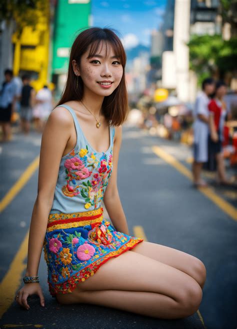 Lexica Front View Beautiful Hong Kong Lady With Freckles Age 23