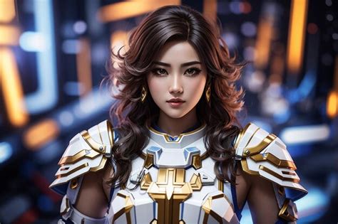 Premium Ai Image Cosmic Warior Kawai Cute Girl Futuretech