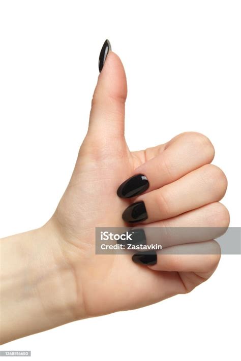 검은 손톱 매니큐어와 여성의 손은 흰색 배경에 고립 엄지 손가락 개념에 대한 스톡 사진 및 기타 이미지 개념 개념과 주제 건강관리와 의술 Istock
