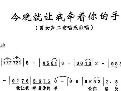 今晚就让我牵着你的手 二重唱 歌谱 简谱