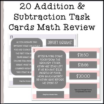 Adding And Subtracting Digital Learning Task Cards TPT