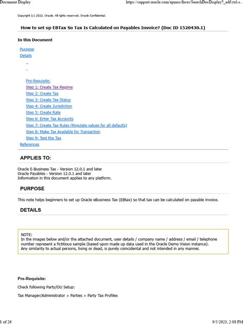 Oracle Ebs Tax Setup Pdf Taxes Accounts Payable