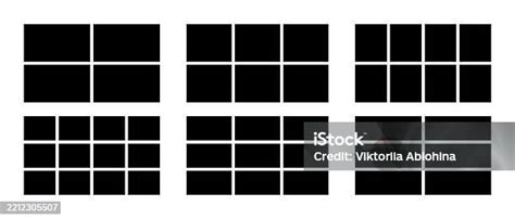 Set Of Rectangle Shapes Divided Into Equal Parts Isolated On White Background Collage Storyboard