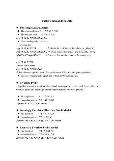 Useful Commands In Stata