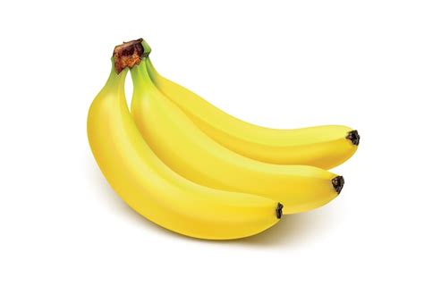 잘 익은 바나나 흰색 절연 프리미엄 벡터