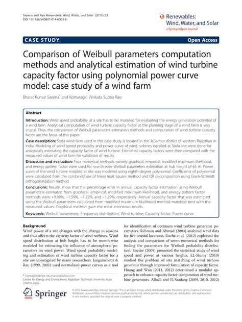 pdf comparison of weibull parameters computation methods and