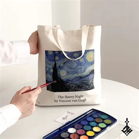 توت بگ ساده سفید طرح شب پر ستاره تارچه