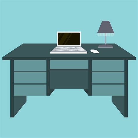 Workplace Desk Computer Lamp Top Angle View Flat Vector Eps Ai Uidownload