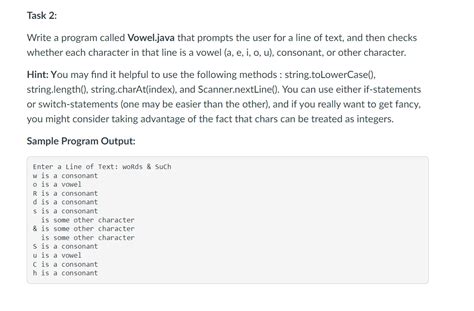 solved task 2 write a program called vowel java that