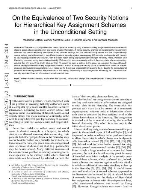 Pdf On The Equivalence Of Two Security Notions For Hierarchical Key