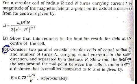 [answered] For A Circular Coil Of Radius R And N Turns Carrying Current Kunduz