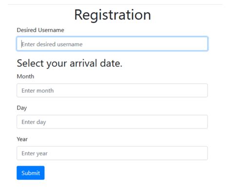 1 implement a user registration form that uses