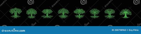 Set Of Tree With Roots In Various Models Design Template For Logo And More Cartoon Isolated On