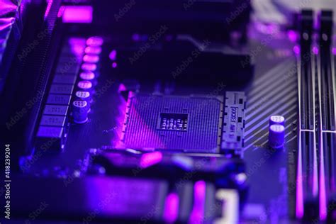 Blurred Background Socket Am4 Close Up Of The Am4 Socket For The Blurred Background Socket Am4 Close Up Of The Am4 Socket For The