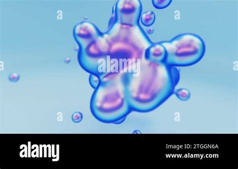 Liquid Iridescent Animated Metaball Or Organic Floating Spheres Blobes Drops Or Bubbles 3d