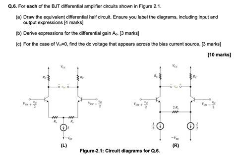 q 6 for each of the bjt differential amplifier circuits shown in