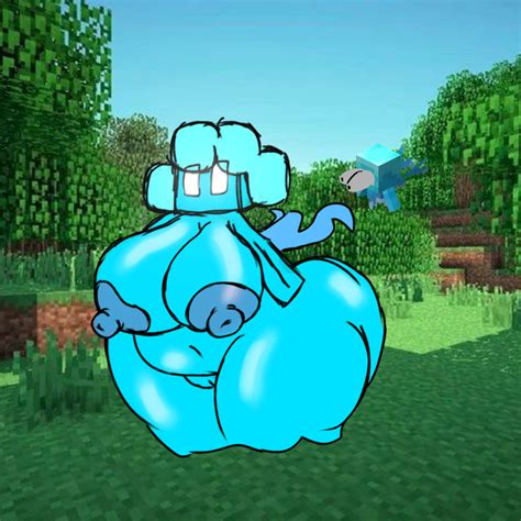 Rule 34 Allay Minecraft Aqua Hair Areolae Big Breasts Blue Areola Blue Hair Chubby Female