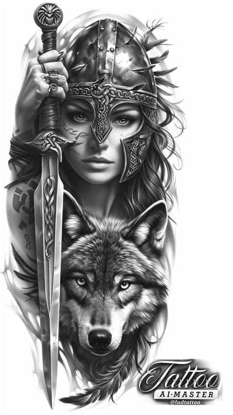 Realistic Female Warrior Tattoo
