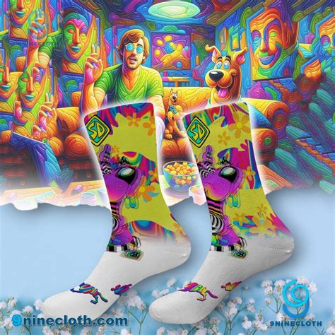 [free Shipping 20 Off] Scooby Doo Psychedelic Crew Socks 9ninecloth