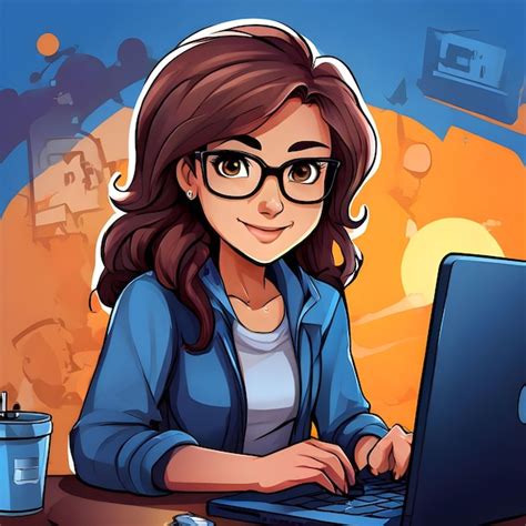 Cute Girl With Computer Premium Ai Generated Image