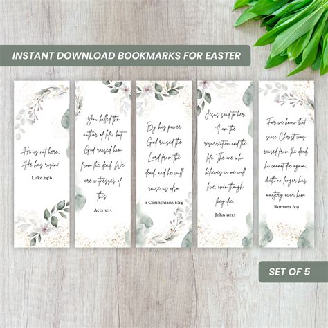 Easter Bookmarks Set Easter Printable Bookmarks With Bible Verses Bookmark Set Of 5 Nature Art
