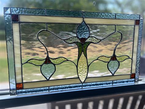 Handmade Victorian Tiffany Style Stained Glass Window Panel Large 19 75