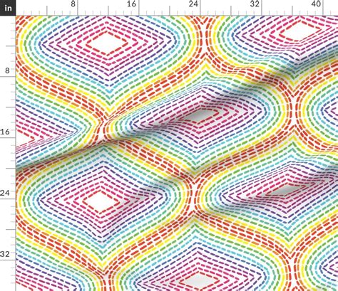 Ogee Stitches Roygbiv Rainbow Fabric Spoonflower