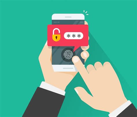 Premium Vector Hand With Smartphone Unlocked With Fingerprint And