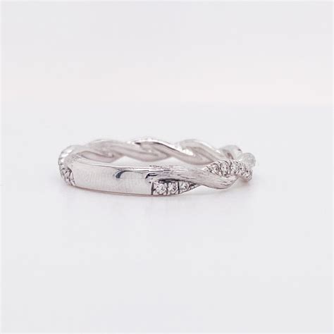 Customizable Diamond Twist Satin Finish Band In 14k White Gold 20