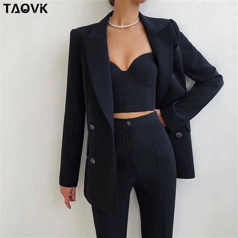 Taovk Women Suits Female Pant Suits Office Lady Formal Business Set