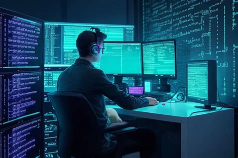 Premium Ai Image Programming Background With Person Working With