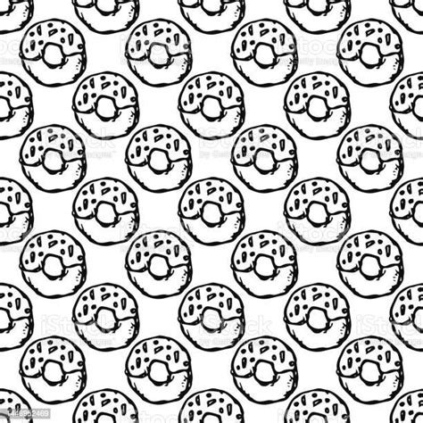 원활한 도넛 패턴입니다 도넛 아이콘이 있는 낙서 벡터 패턴입니다 도넛 배경 0명에 대한 스톡 벡터 아트 및 기타 이미지 0명 도넛 디자인 Istock