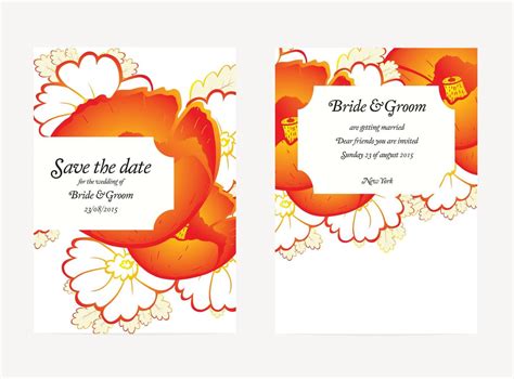 Wedding Invitation Cards With Floral Elements 5692971 Vector Art At