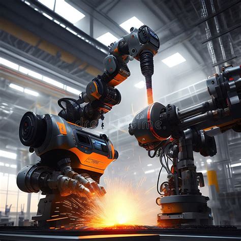 Smart Industry Future Factory Production Automation Robotic Arms A Futuristic Vision Of